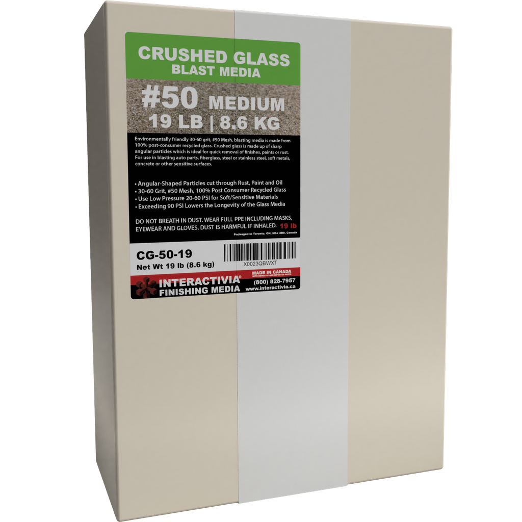 Crushed Glass #50 - 19 lb | Interactivia Blast and Tumble Finishing Media